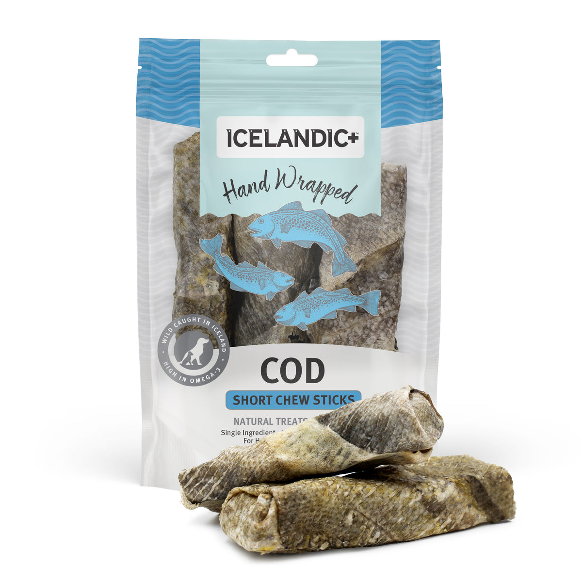 Hand Wrapped Cod Skin Dog Treat - Sustainably Sourced - Icelandic+