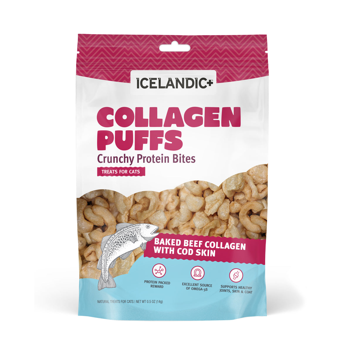 Beef Collagen Puffs with Cod Skin Treats for Cats – Icelandic+