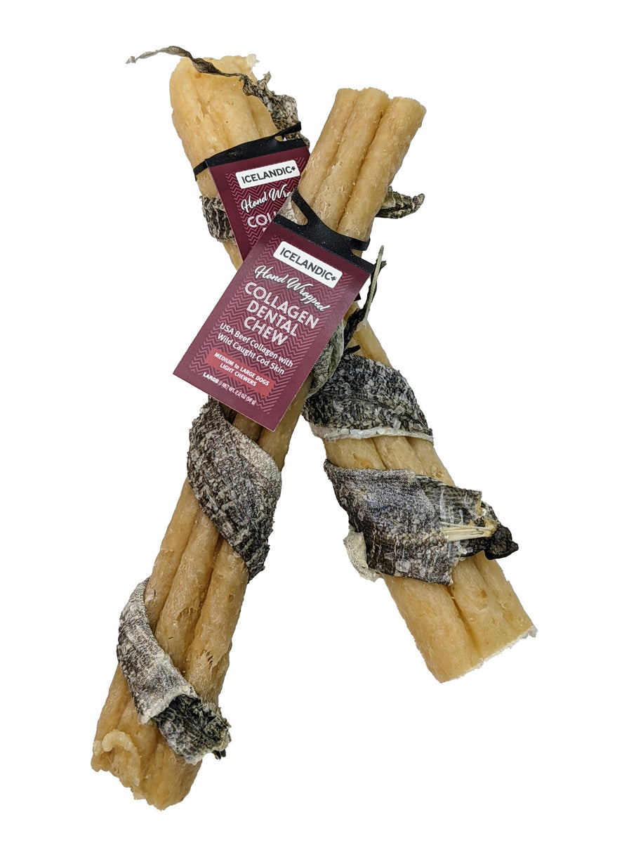 8" Collagen Chews Rolled In Cod Skin - Dog Treats - Icelandic+
